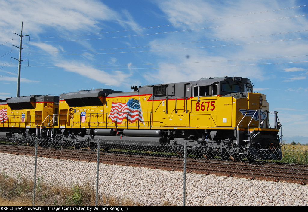 UP 8675 most rearest DPU on a West bound Stack.